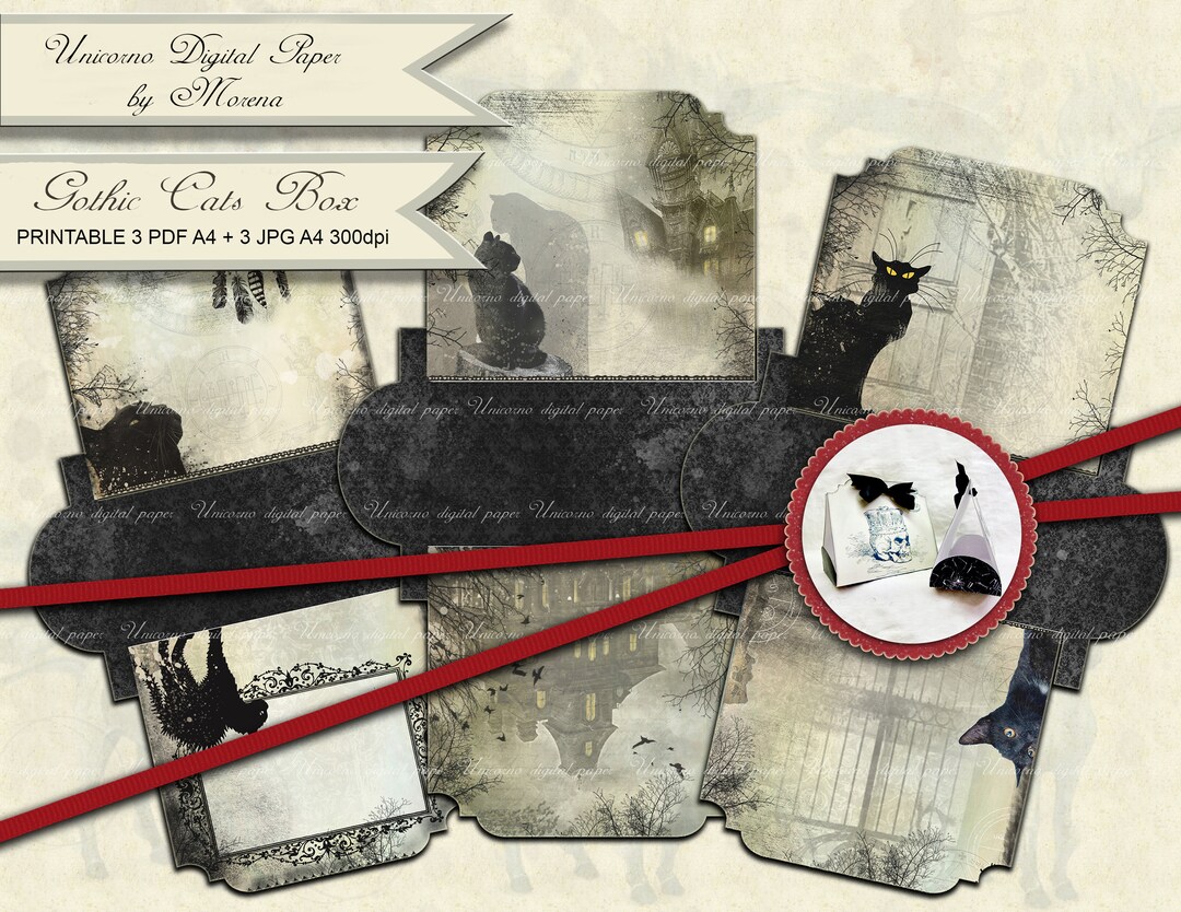 Gothic Cats Box, Halloween Gift Box, Box Printable, Trick or Treat - Etsy