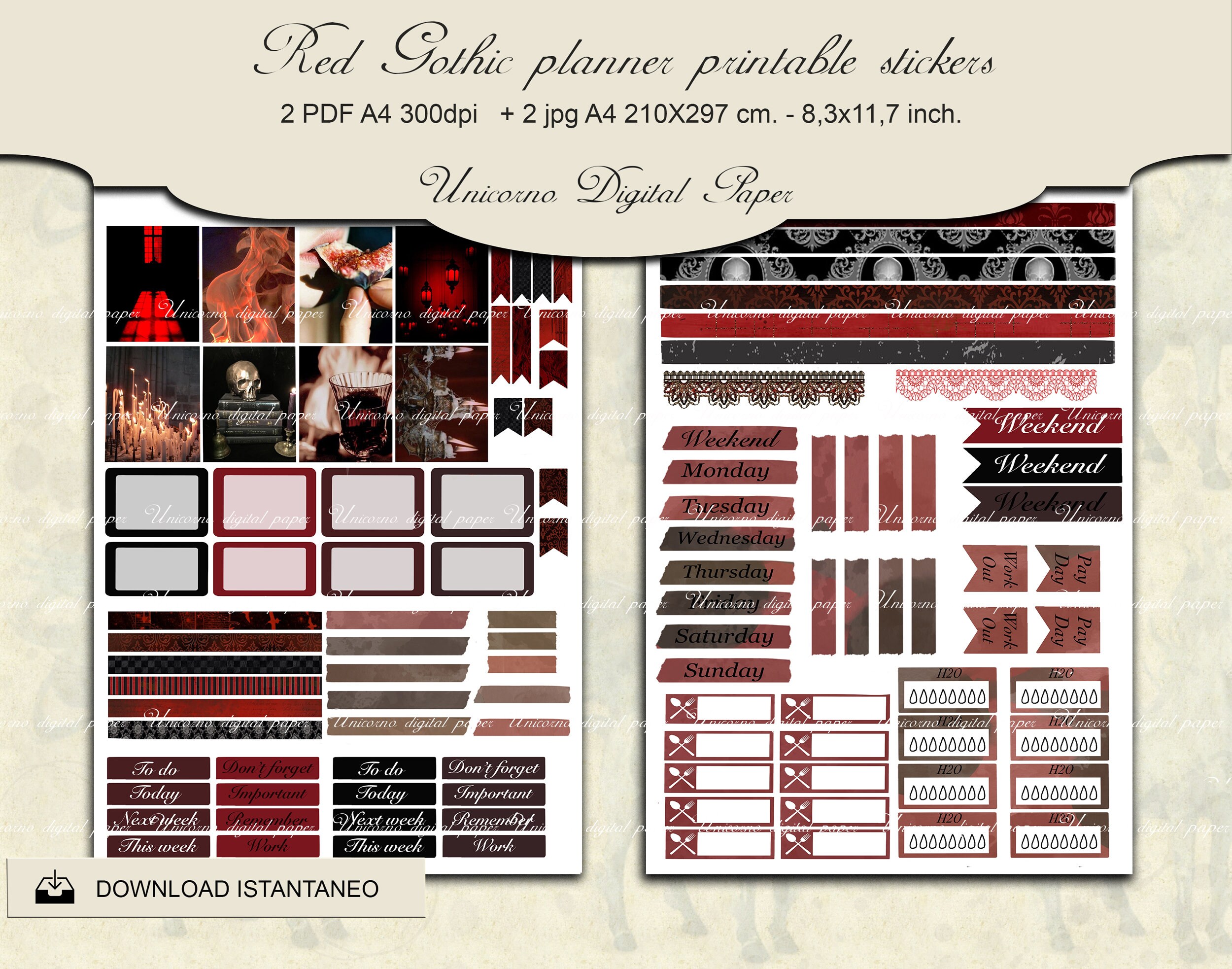 Printable Sticker RED VAMPIRE GOTHIC Stickers Printable Mini - Etsy Canada