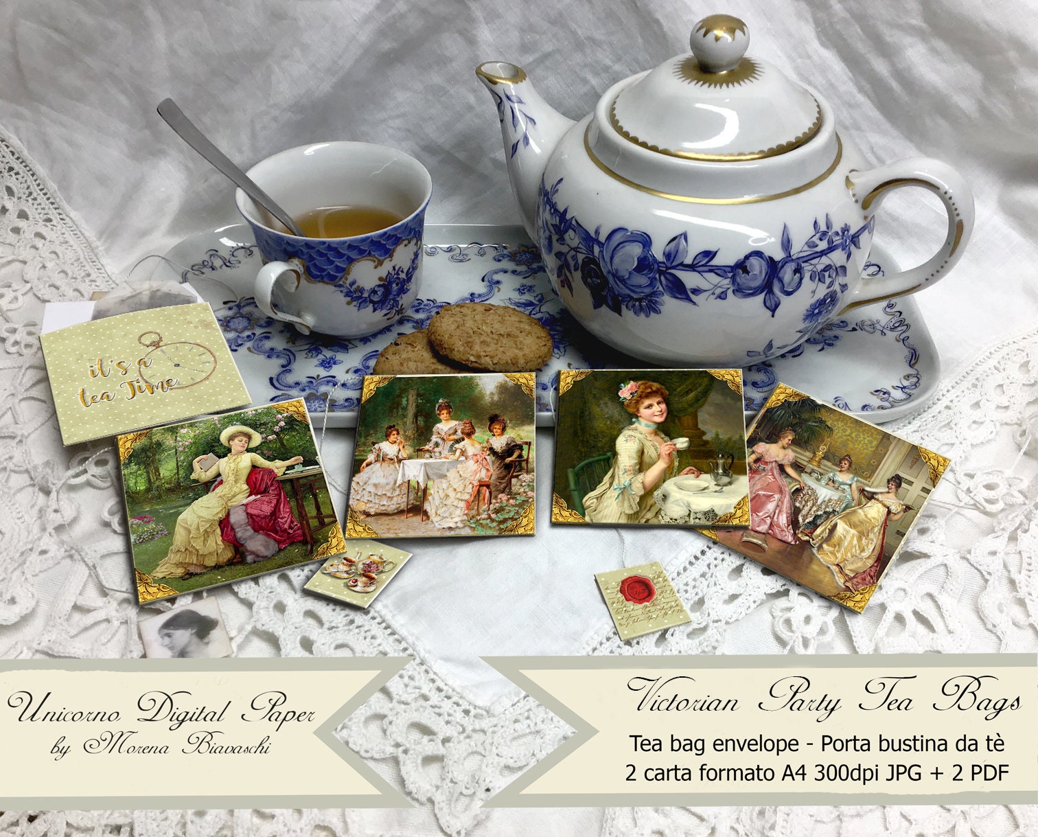 Vintage Tea Party TEA BAG ENVELOPES Printable Tea Bag Holder - Etsy