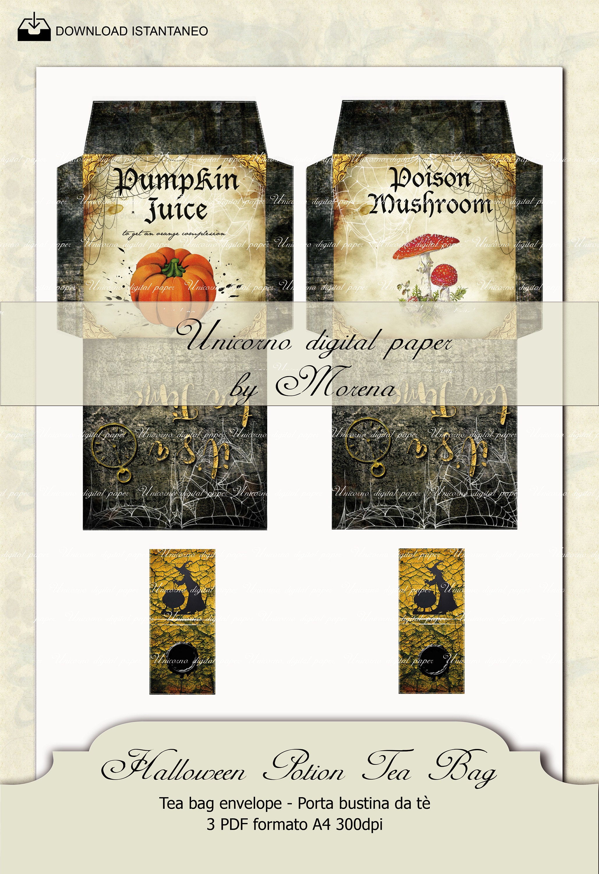 HALLOWEEN Potions Tea Bags Tea Bag Holder Tea Envelope | Etsy