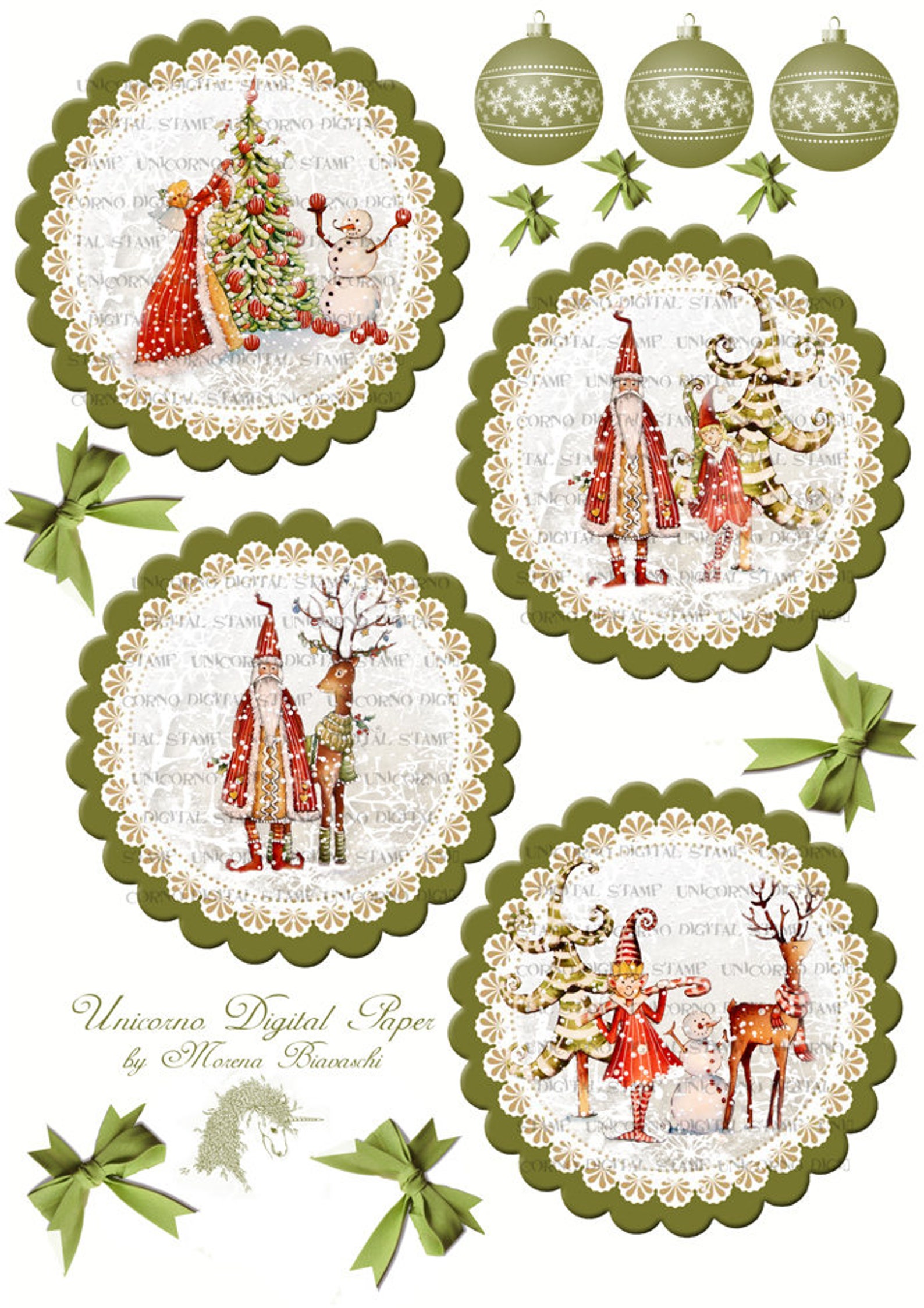 ELF digital paper Elf TAGS ELVES Snowman Christmas tree | Etsy