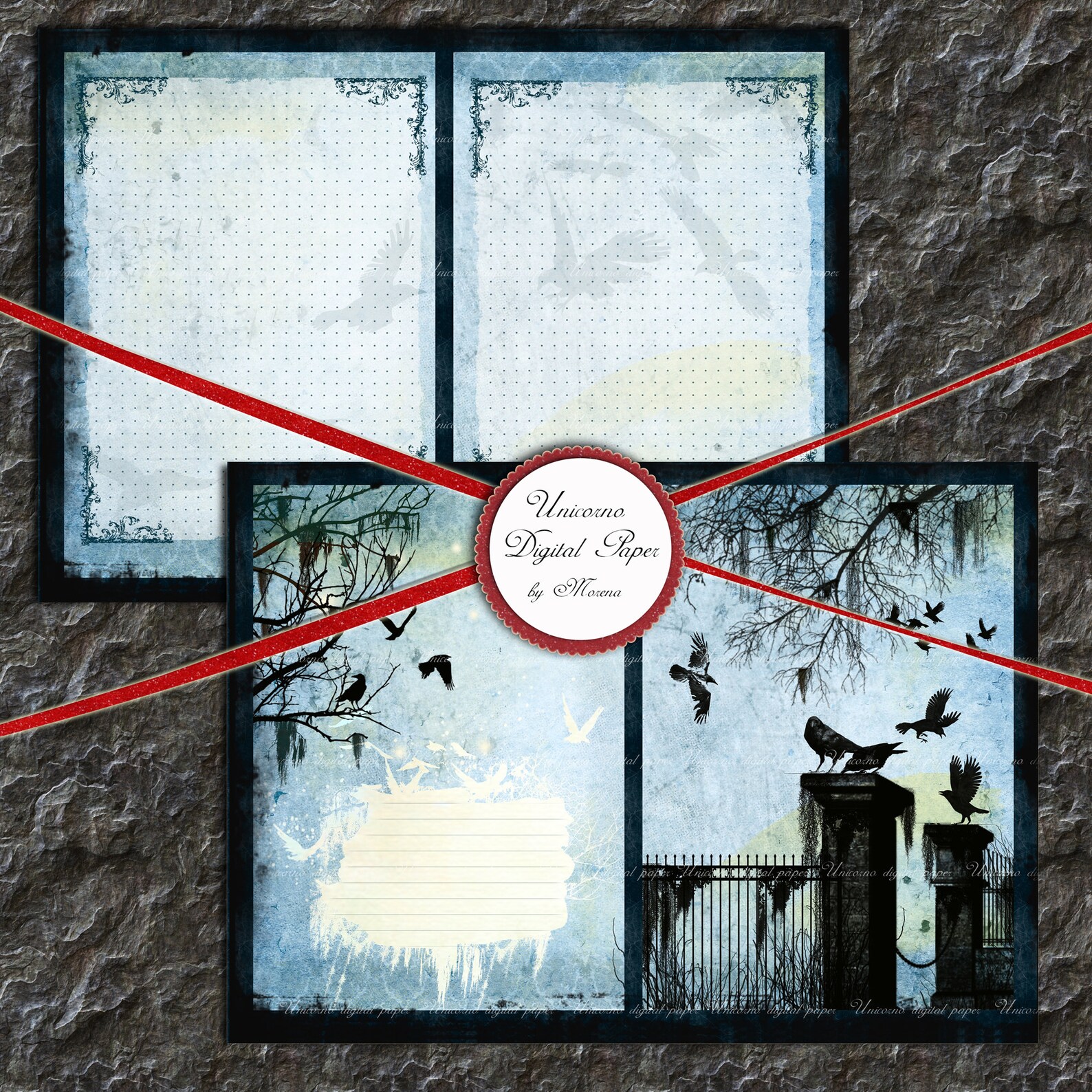 GOTHIC Journal, Raven, Diaries Romantic Scrapbook Paper for Gothic ...