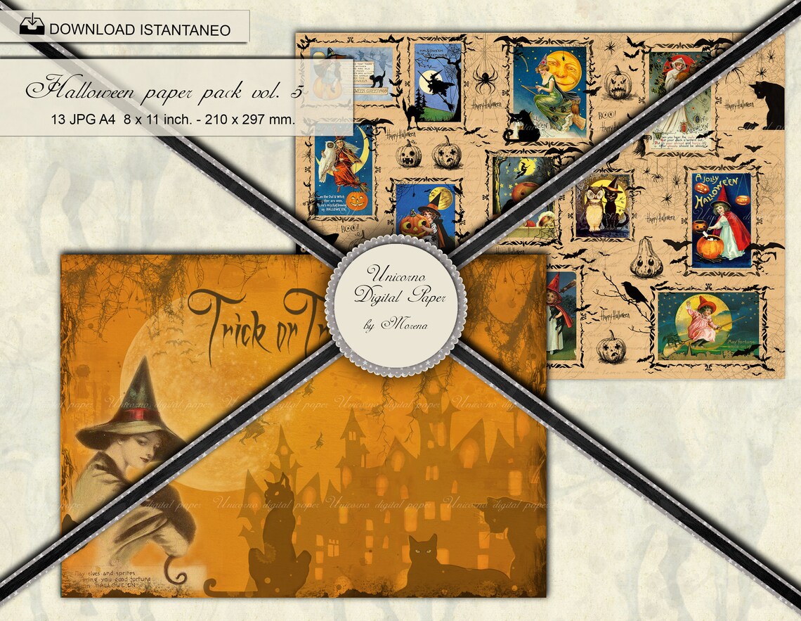 Halloween Paper Pack A4 8x11, Scrapbooking, Paper Crafting, Printable ...