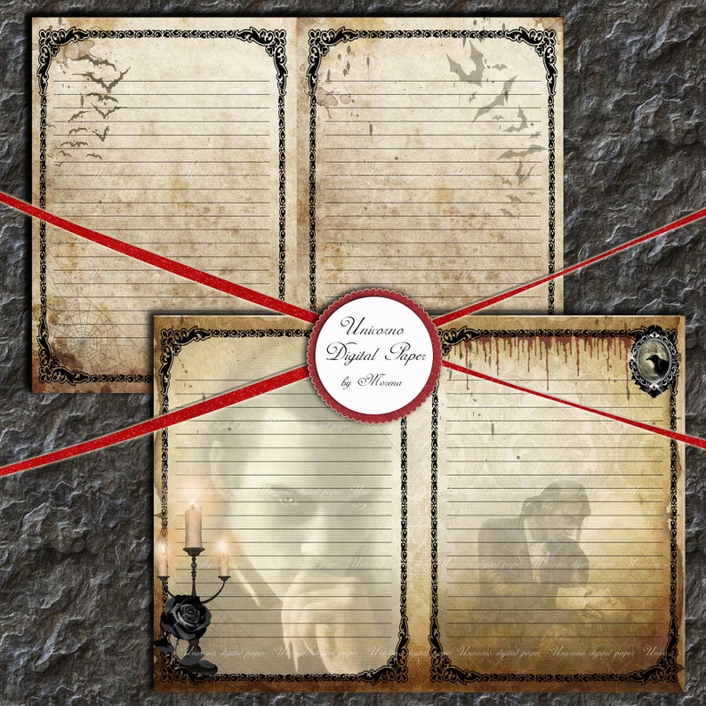 VAMPIRE GOTHIC Journal Diaries Romantic Scrapbook Paper for - Etsy