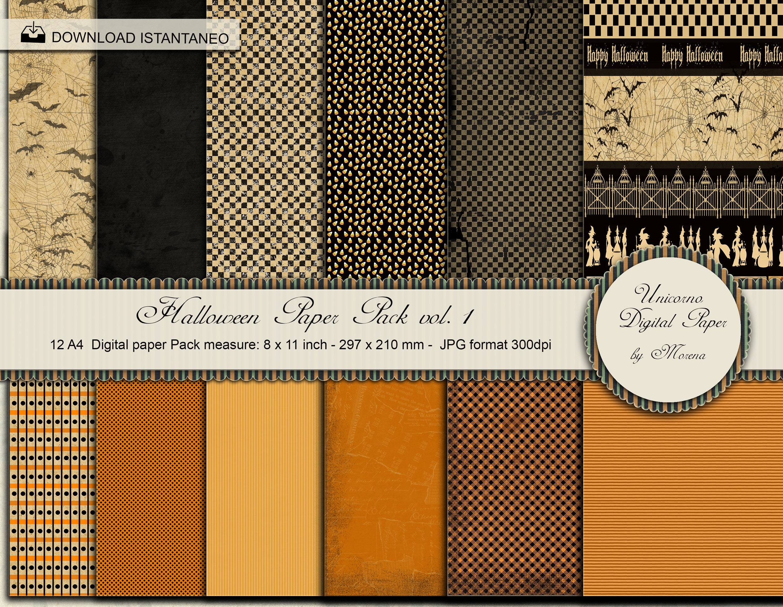 Halloween Paper Pack A4 8x11 Inch Scrapbook Pumpkin Vintage - Etsy