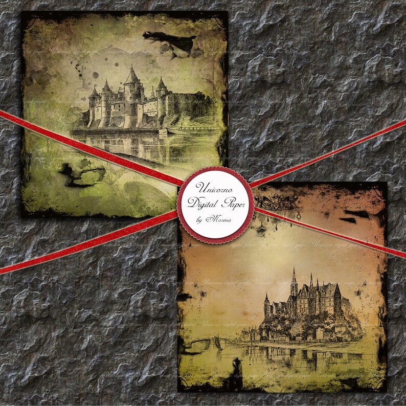 GOTHIC Castle Digital Paper, Scrapbook Paper, Gothic Printable - Etsy