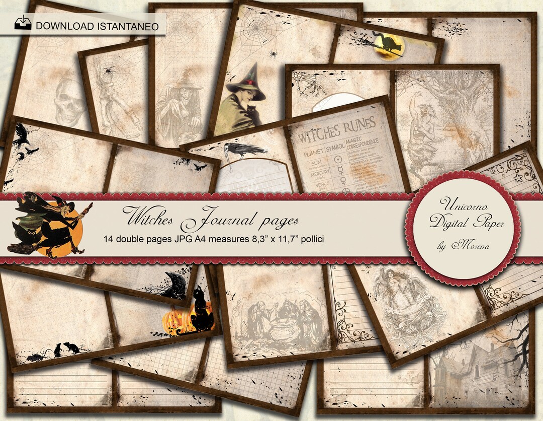 Witches Journal Kit, Digital Collage Sheet Gothic Journal Printable ...