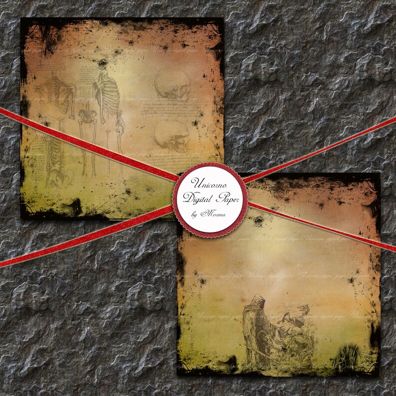 SKELETON Grunge Paper Digital Paper Scrapbook Paper Gothic - Etsy