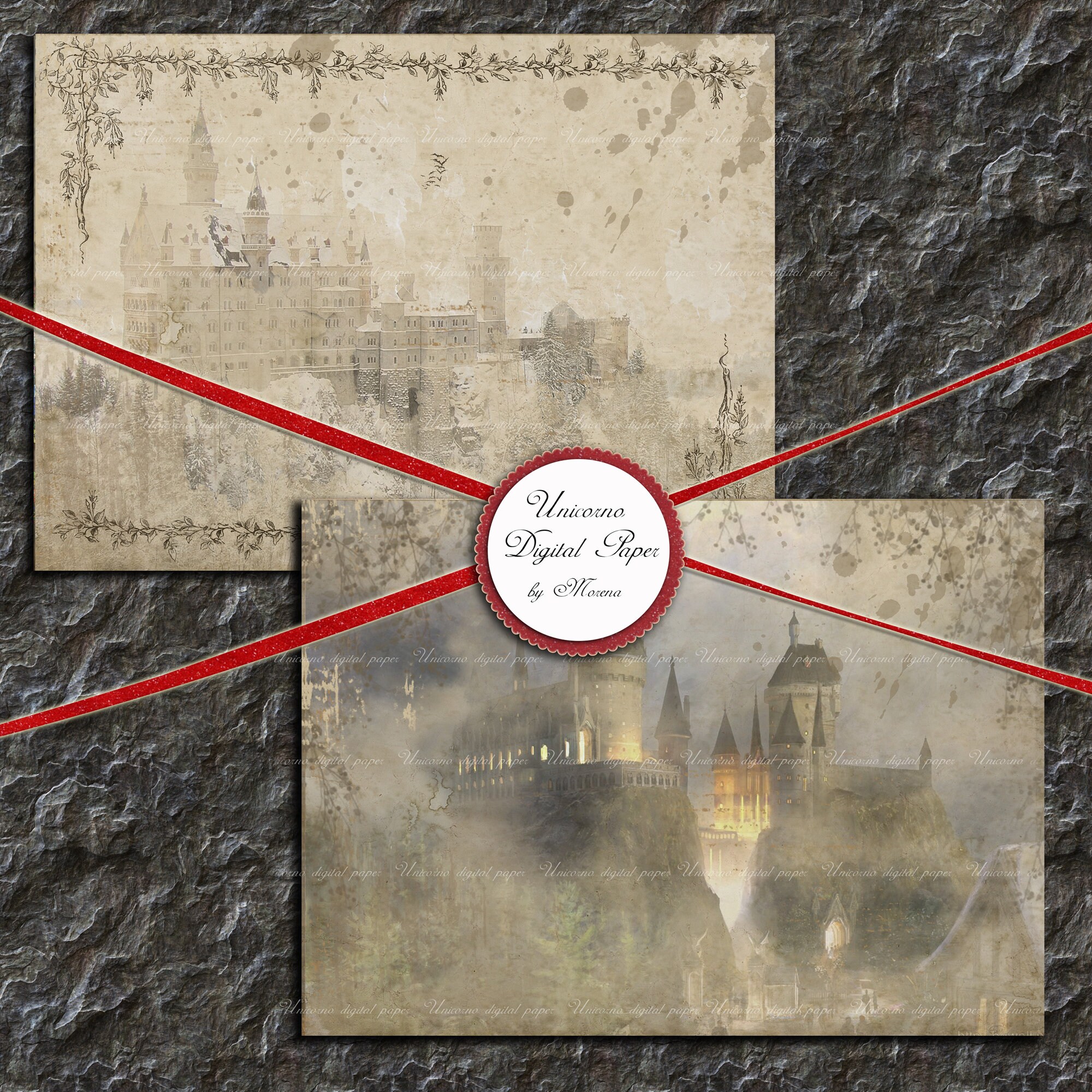 VINTAGE CASTLE Digital Paper Scrapbook Paper Gothic - Etsy UK