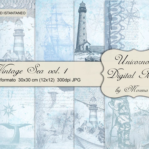 Vintage Mermaid Digital Paper Printable Antique Nautical - Etsy