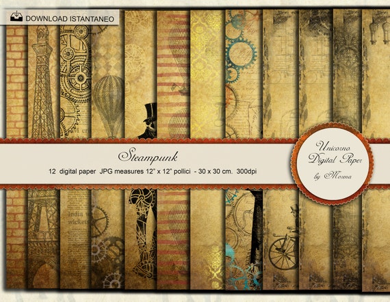 Paper, Party & Kids STEAMPUNK Printable Patterns STEAMPUNK Digital ...