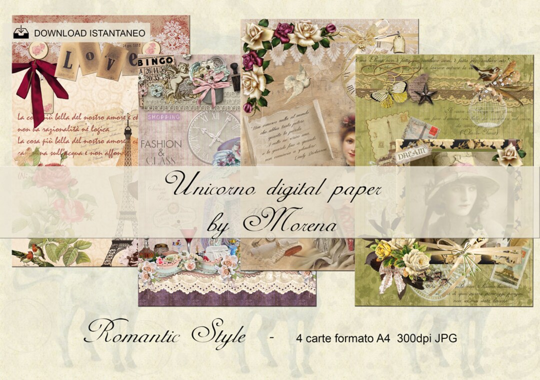 ROMANTIC STYLE DIGITAL Paper, Craft, Scrapbook, Scrapbooking ...