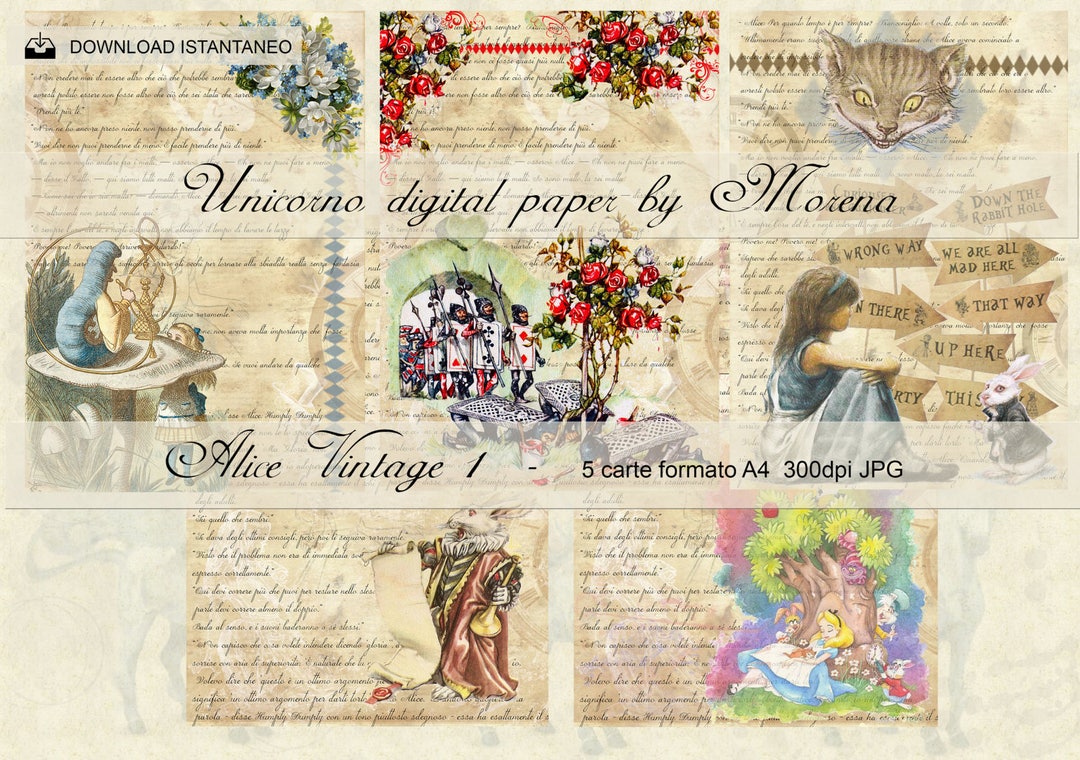 ALICE IN WONDERLAND Scrapbook, Wall Art, Kit Scrapbooking, Digital ...