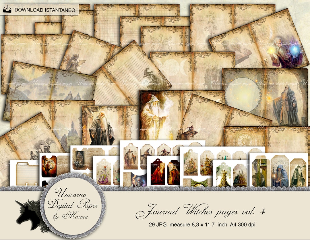 Wizards Journal Kit, Magic Junk Journal, Digital Collage Sheet Gothic ...