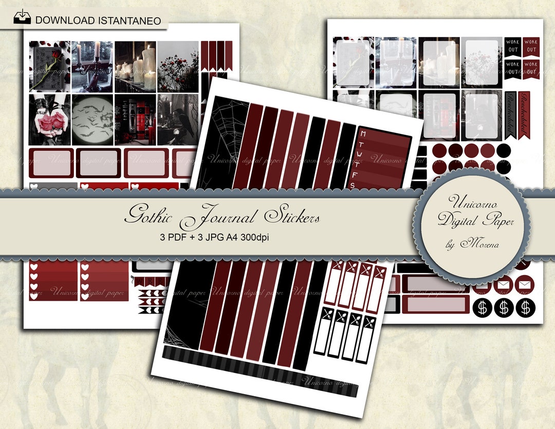 Gothic Printable Journal Stickers, Digital Washi Tape, TO-DO List - Etsy