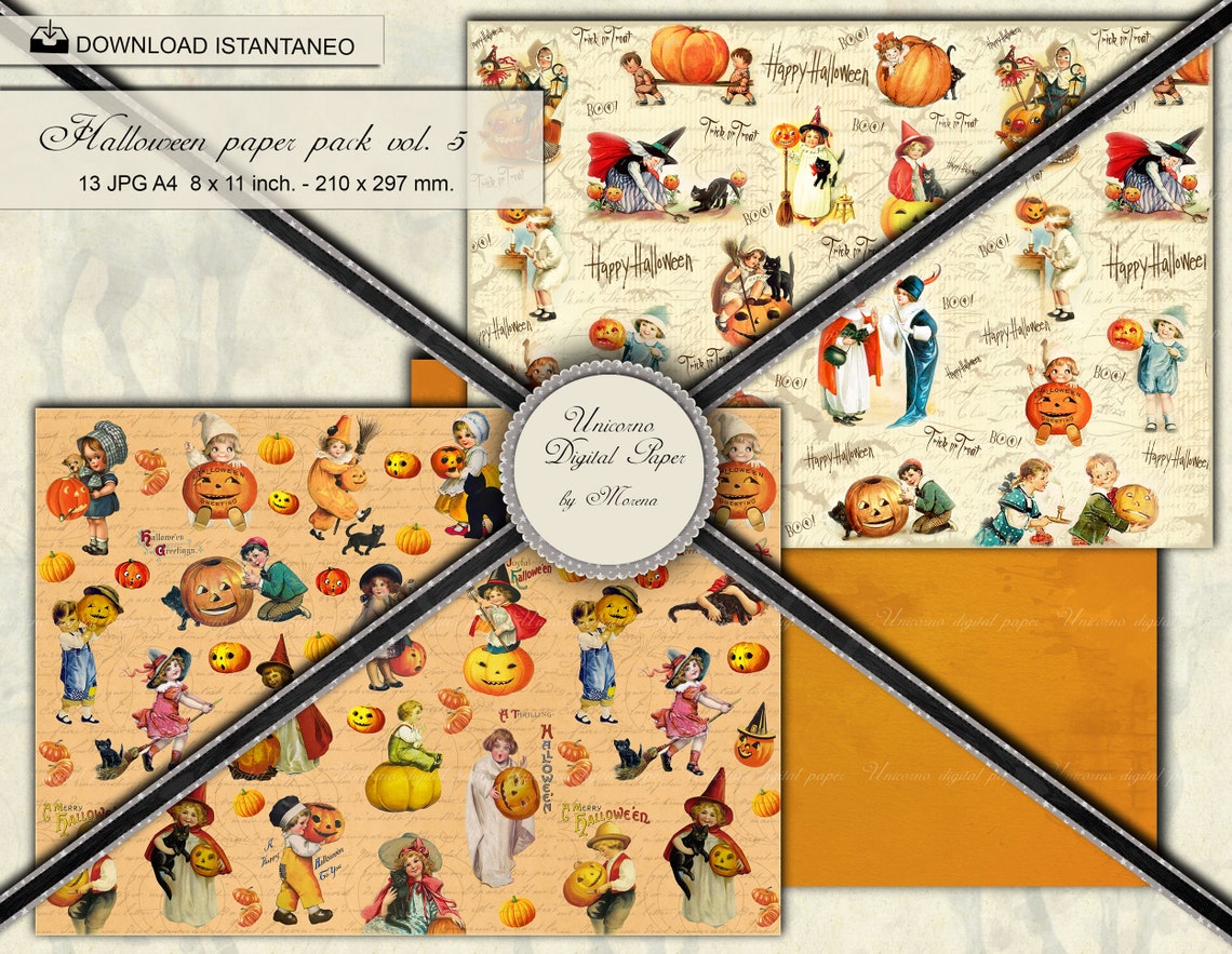 Halloween Paper Pack A4 8x11, Scrapbooking, Paper Crafting, Printable ...