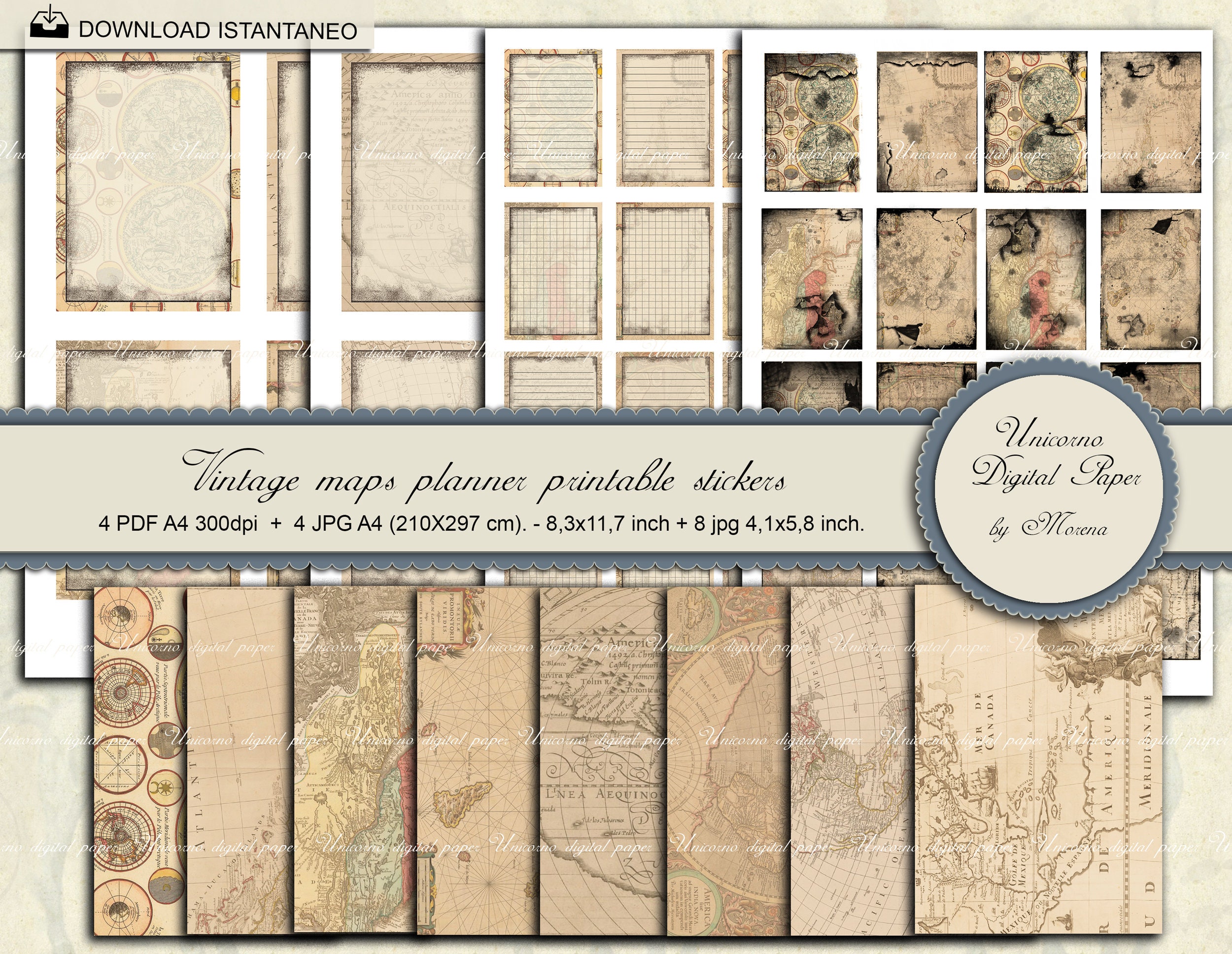 Vintage Maps Label MAPS Themed Stickers Printable Mini - Etsy