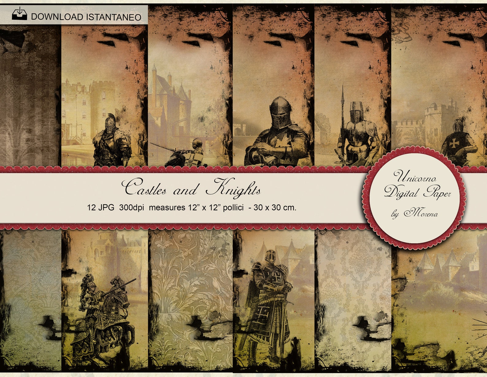 Castles and Knights Digital Paper, Scrapbook Paper, Gothic Printable - Etsy