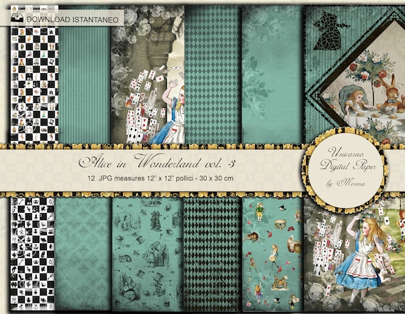 ALICE'S Adventures in Wonderland Digital Paper Pack 12x12 | Etsy