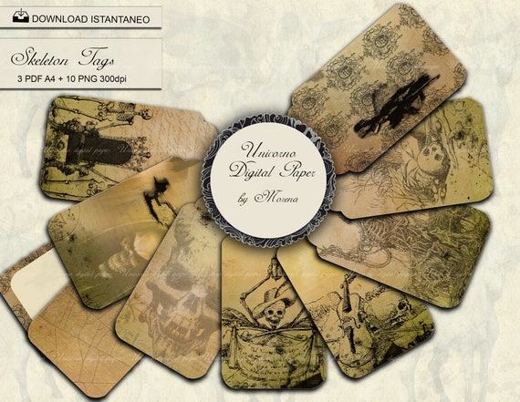 SKELETON TAG Halloween printable tags paper crafting | Etsy