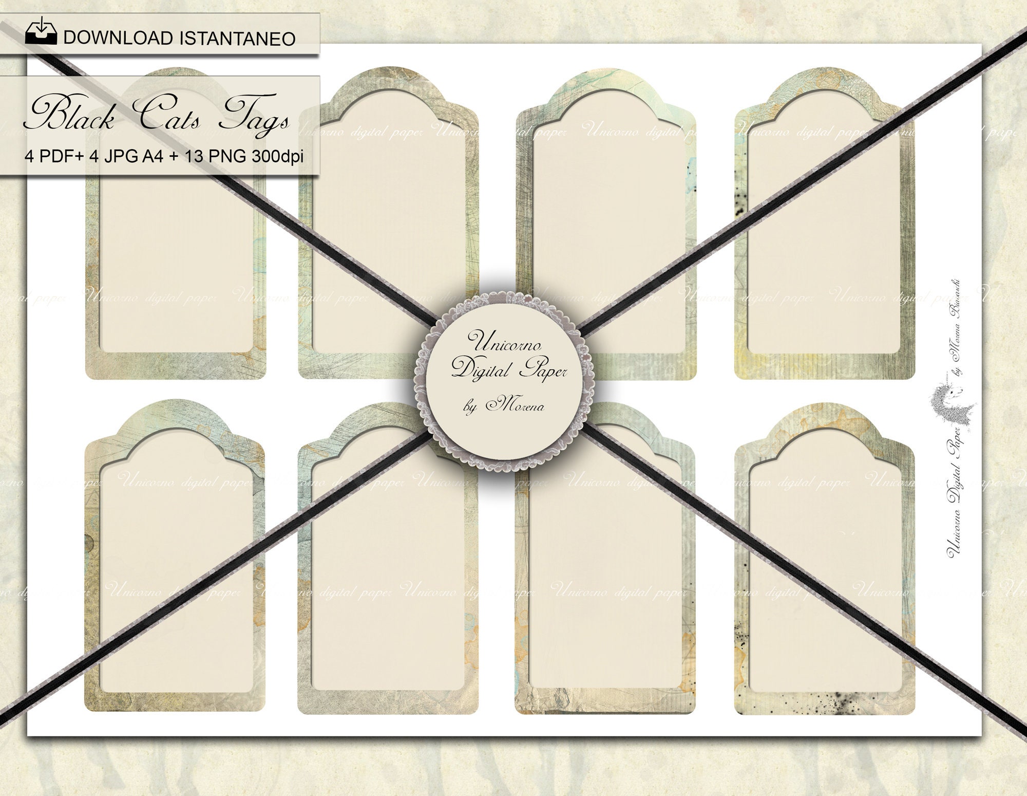 GOTHIC TAG Black Cats Printable Tags Paper Crafting Digital | Etsy