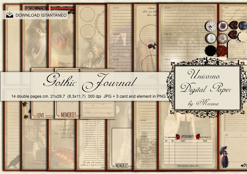GOTHIC JOURNAL Art Journal Kit Romantic Diary for Gothic - Etsy