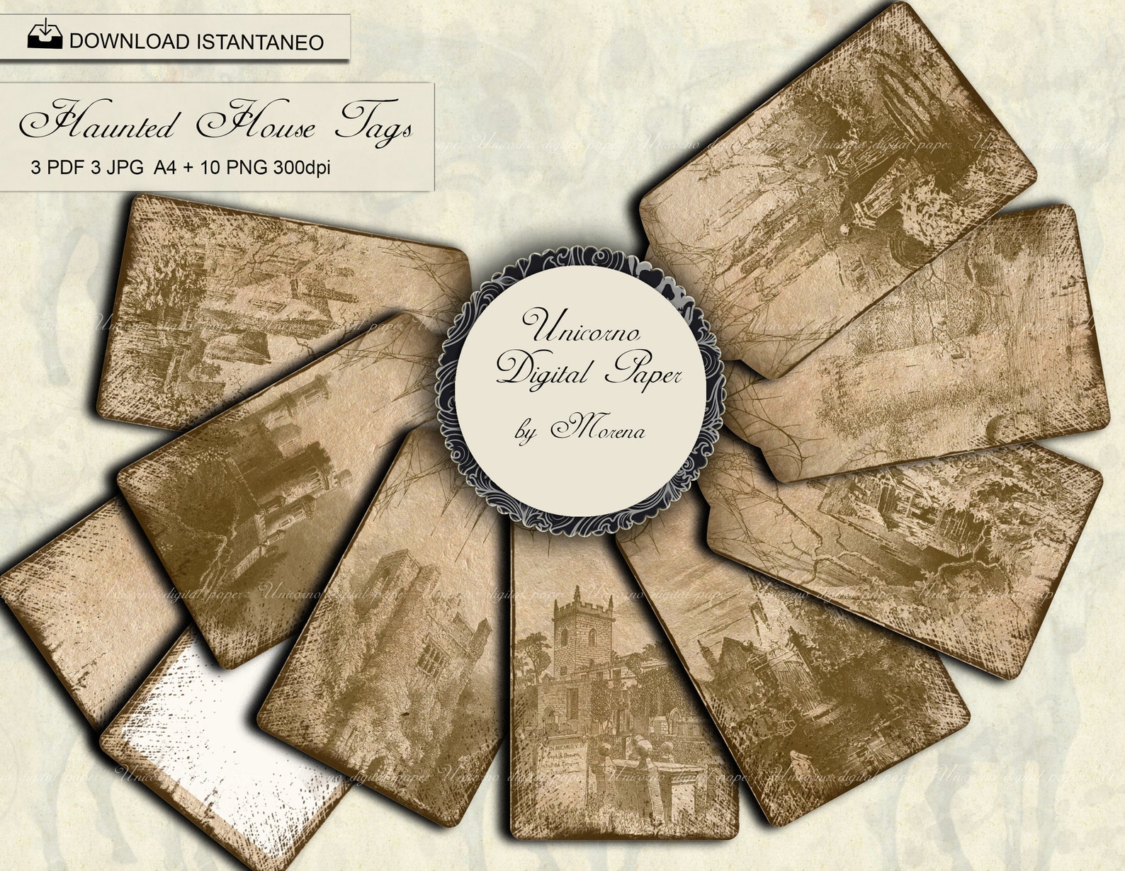 HAUNTED HOUSE Tags, Junk Journal Tags Ephemera Pack, Label, Paper ...