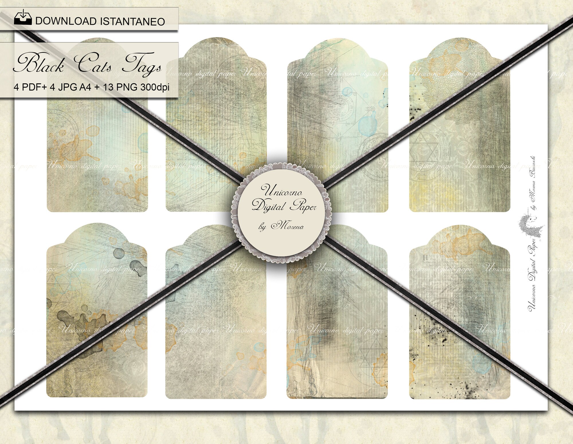 GOTHIC TAG Black Cats Printable Tags Paper Crafting Digital | Etsy