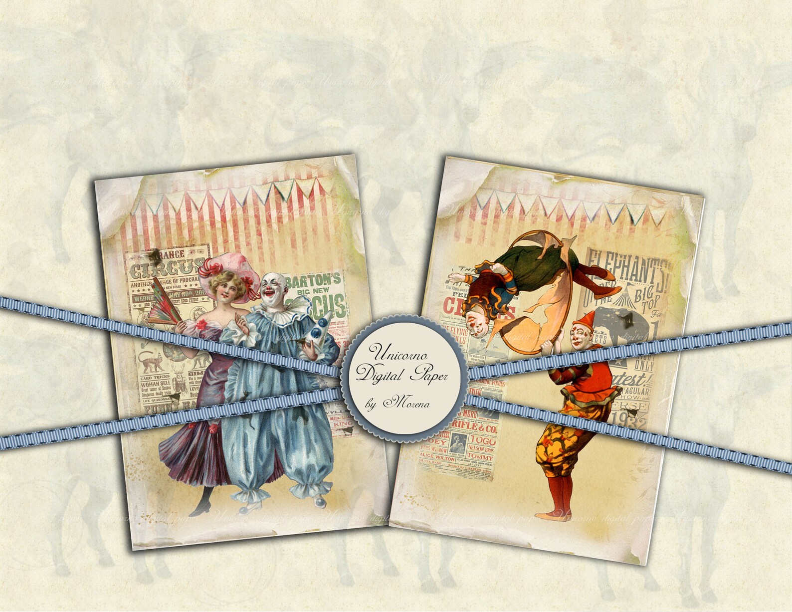 Vintage Circus Paper Pack Digital Paper Printable Pattern | Etsy