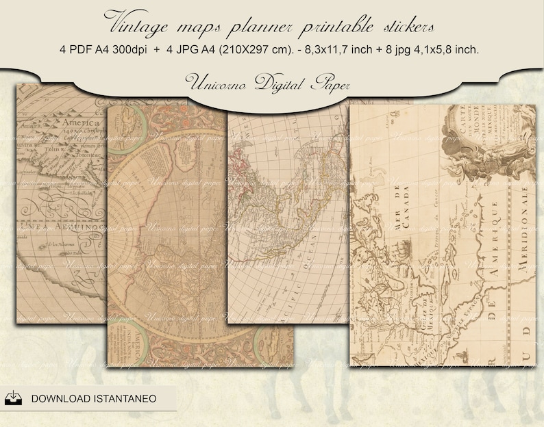 Vintage Maps Label MAPS Themed Stickers Printable Mini - Etsy