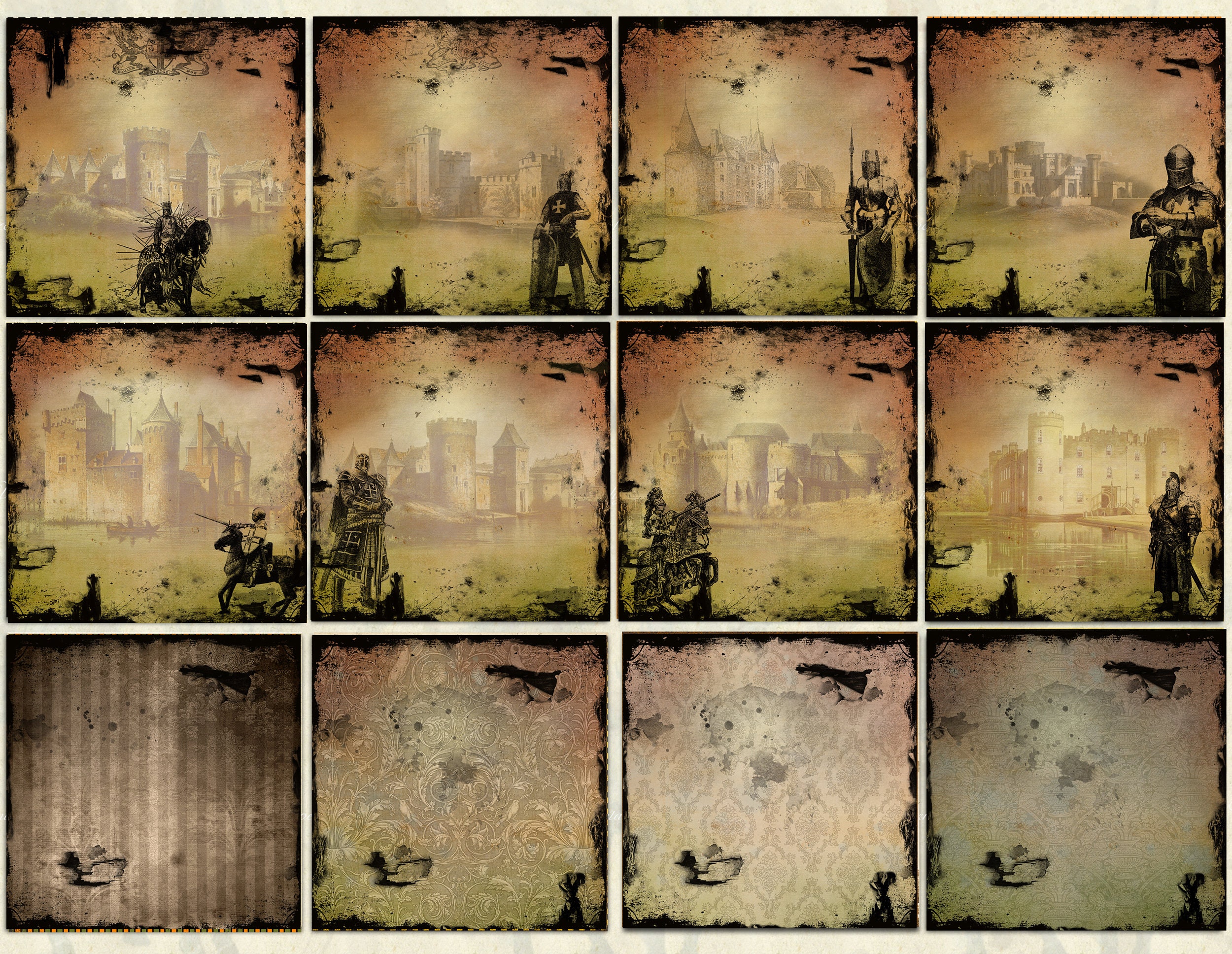 Castles and Knights Digital Paper, Scrapbook Paper, Gothic Printable - Etsy