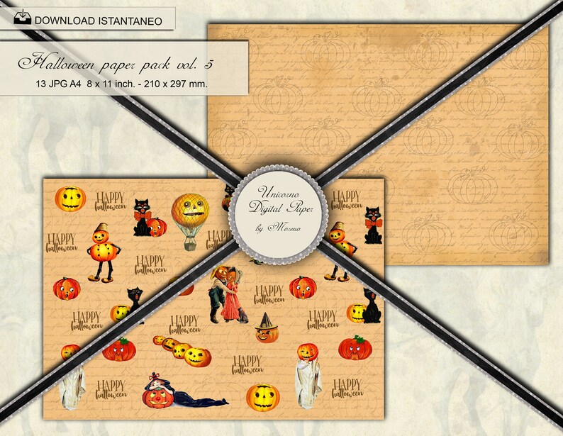 Halloween Paper Pack A4 8x11, Scrapbooking, Paper Crafting, Printable ...