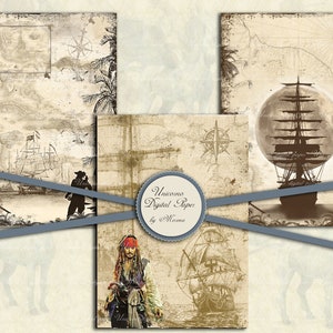 Pirate Paper Pack, A4 Digital Sheets, Vintage Maps and Sea Art - Etsy