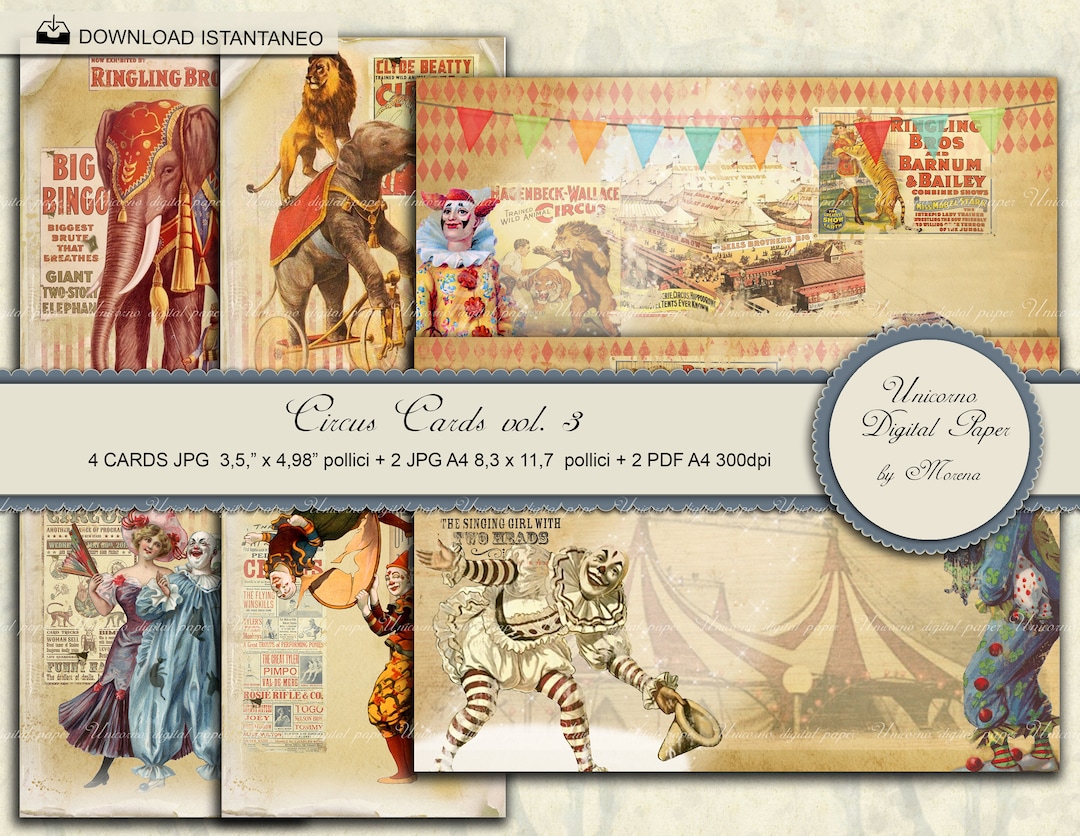 Vintage Circus Paper Pack Digital Paper Printable Pattern - Etsy