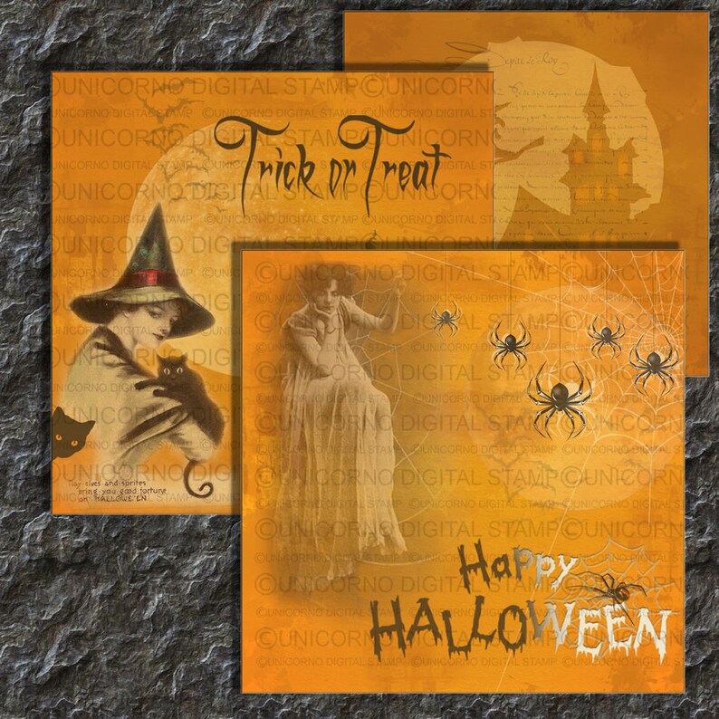 Halloween Paper Pack Stripes, Scrapbooking, Paper Crafting, Printable ...