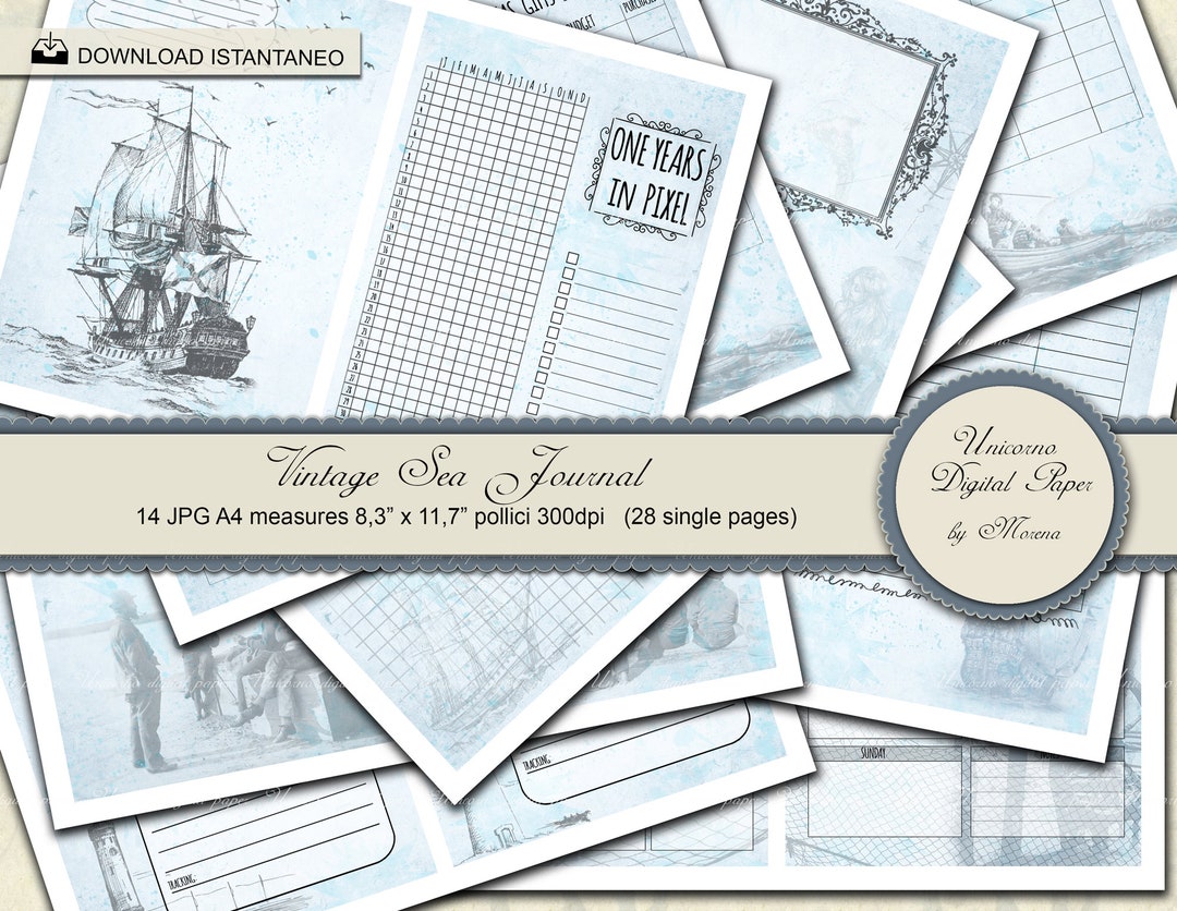 VINTAGE SEA Journal Kit, Journal Pages 8,3" X 11,7" - Etsy