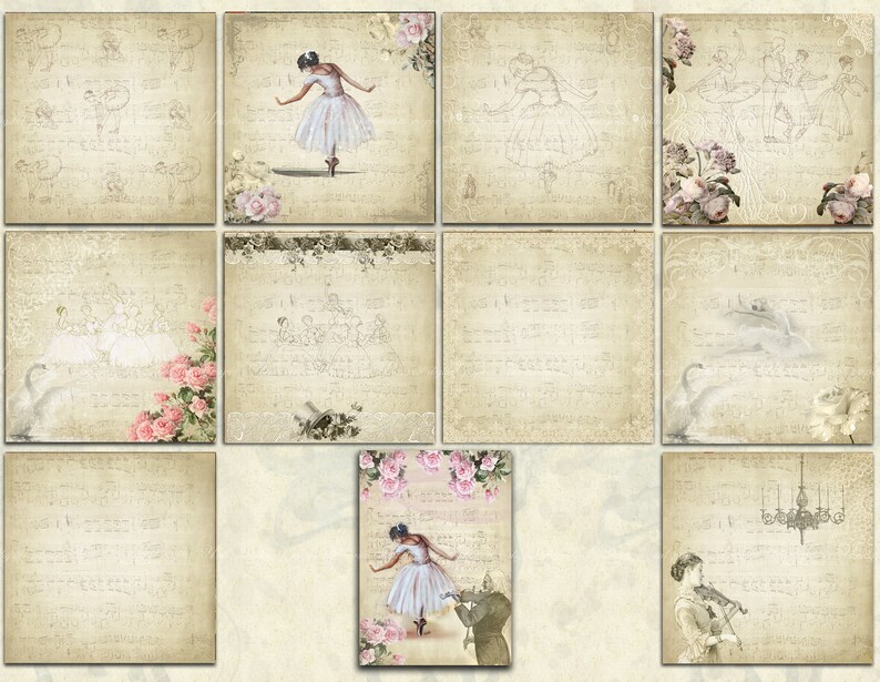 DANCE SCRAPBOOK PAPER Ballerina Vintage Ballerina Wall Art - Etsy