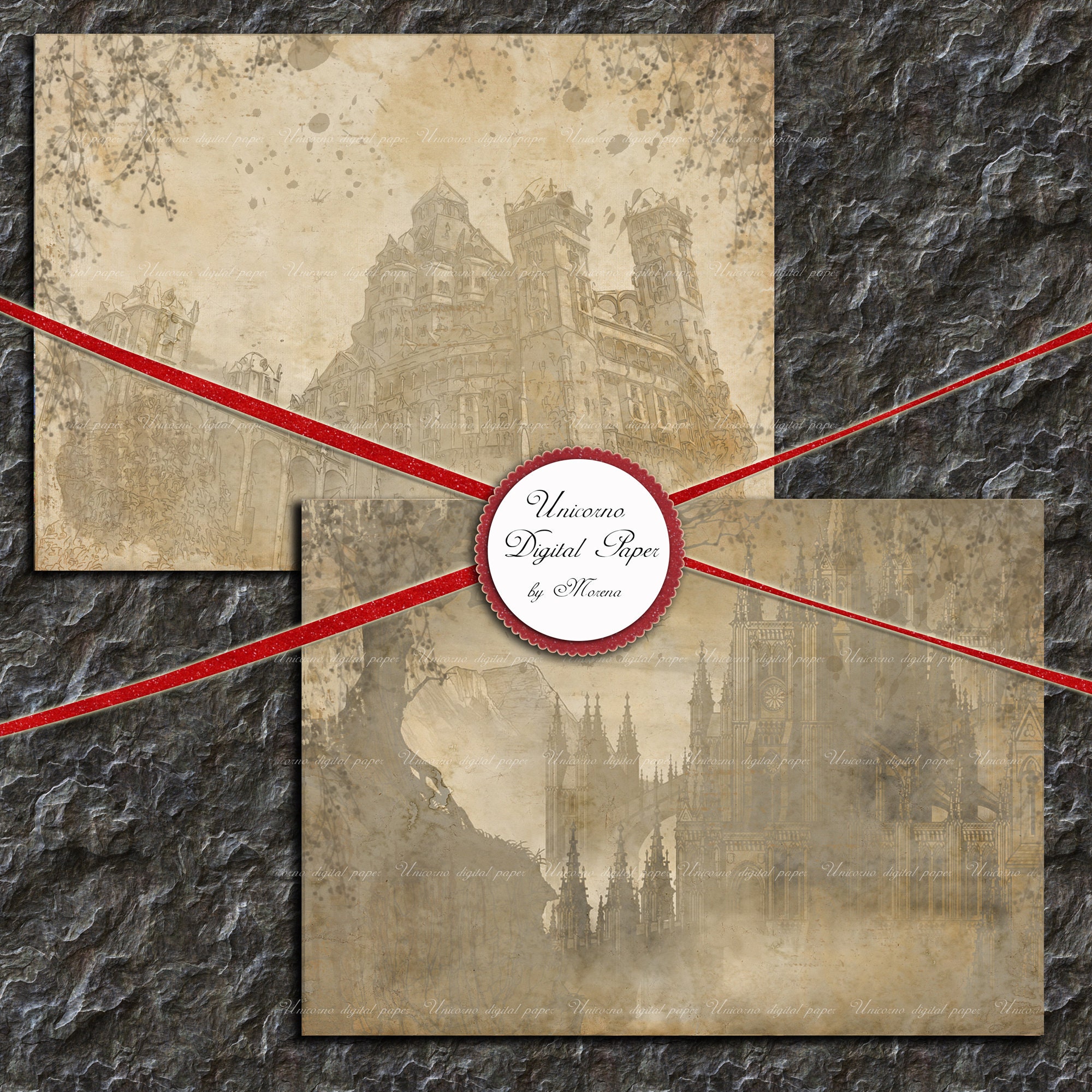 VINTAGE CASTLE Digital Paper, Scrapbook Paper, Gothic Printables - Etsy