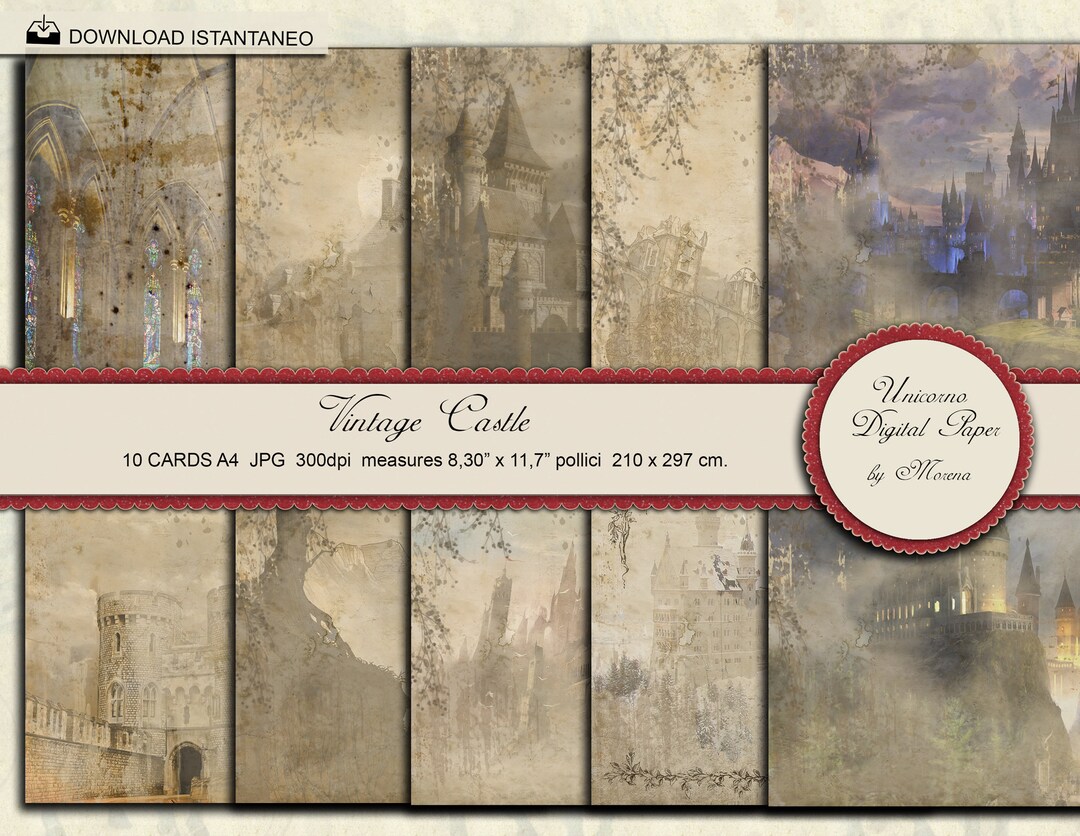 VINTAGE CASTLE Digital Paper, Scrapbook Paper, Gothic Printables - Etsy