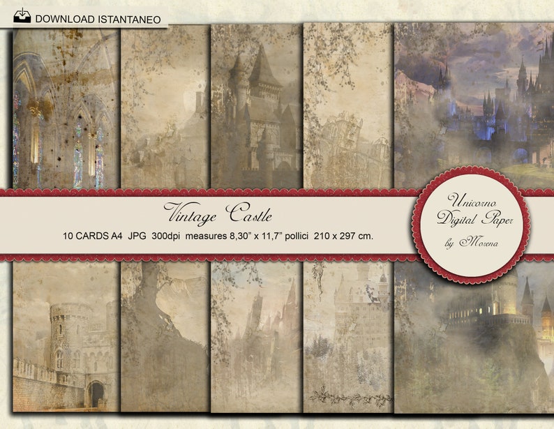 VINTAGE CASTLE Digital Paper, Scrapbook Paper, Gothic Printables - Etsy UK