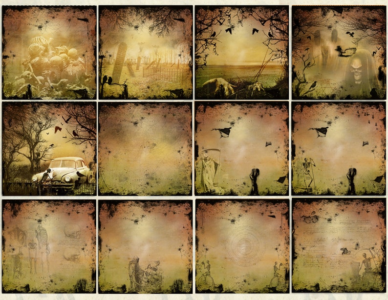 SKELETON Grunge Paper Digital Paper Scrapbook Paper Gothic - Etsy