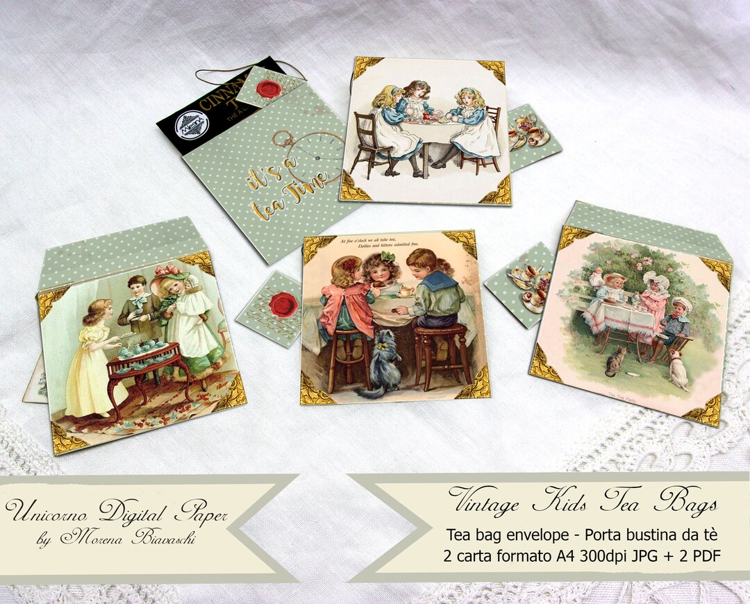 TEA BAG ENVELOPES Printable, Vintage Kids Tea Party, Tea Bag Holder - Etsy