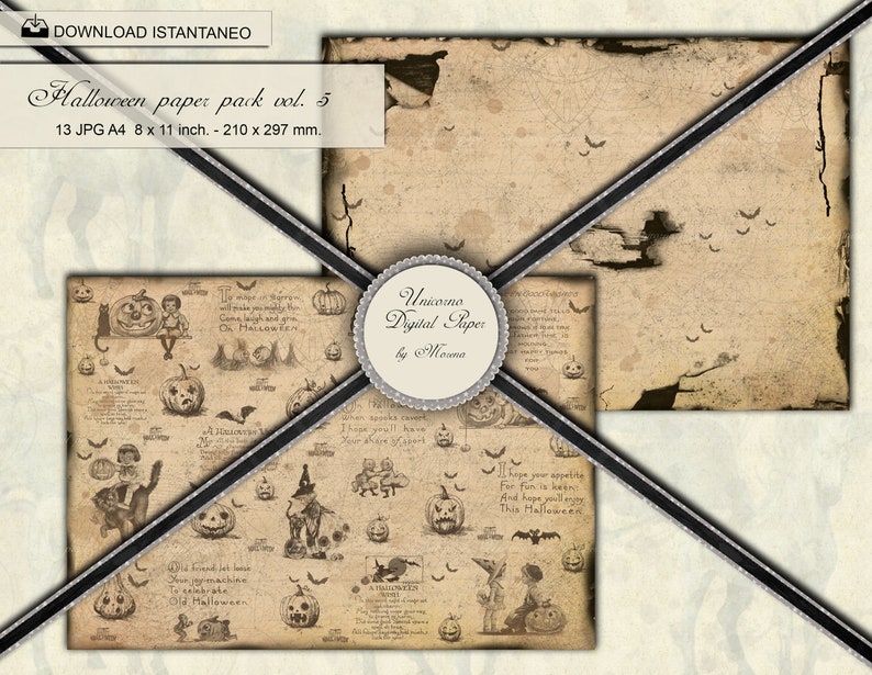 Halloween Paper Pack A4 8x11, Scrapbooking, Paper Crafting, Printable ...