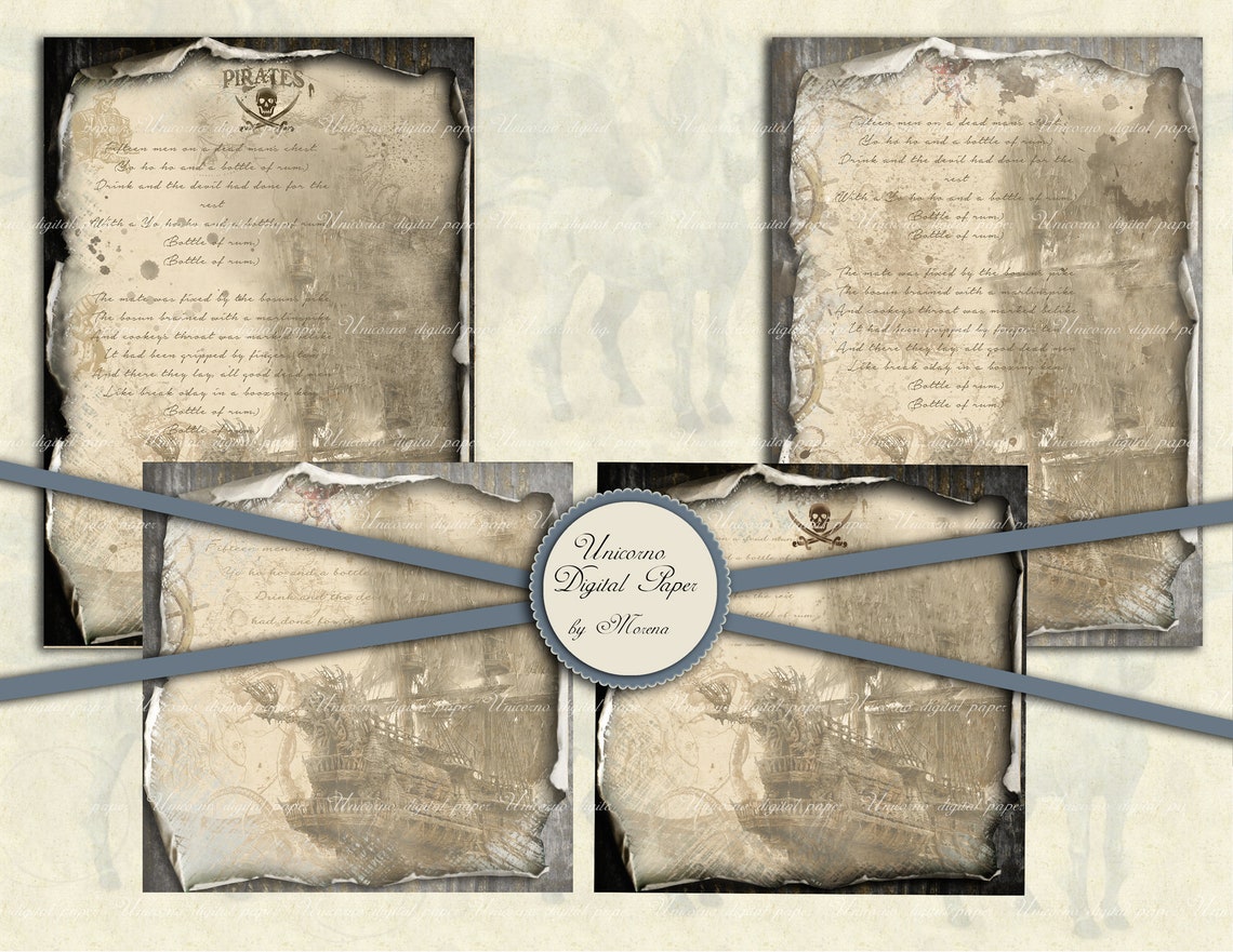 Pirate Paper Pack A4 Digital Sheets Vintage Maps and Sea Art - Etsy