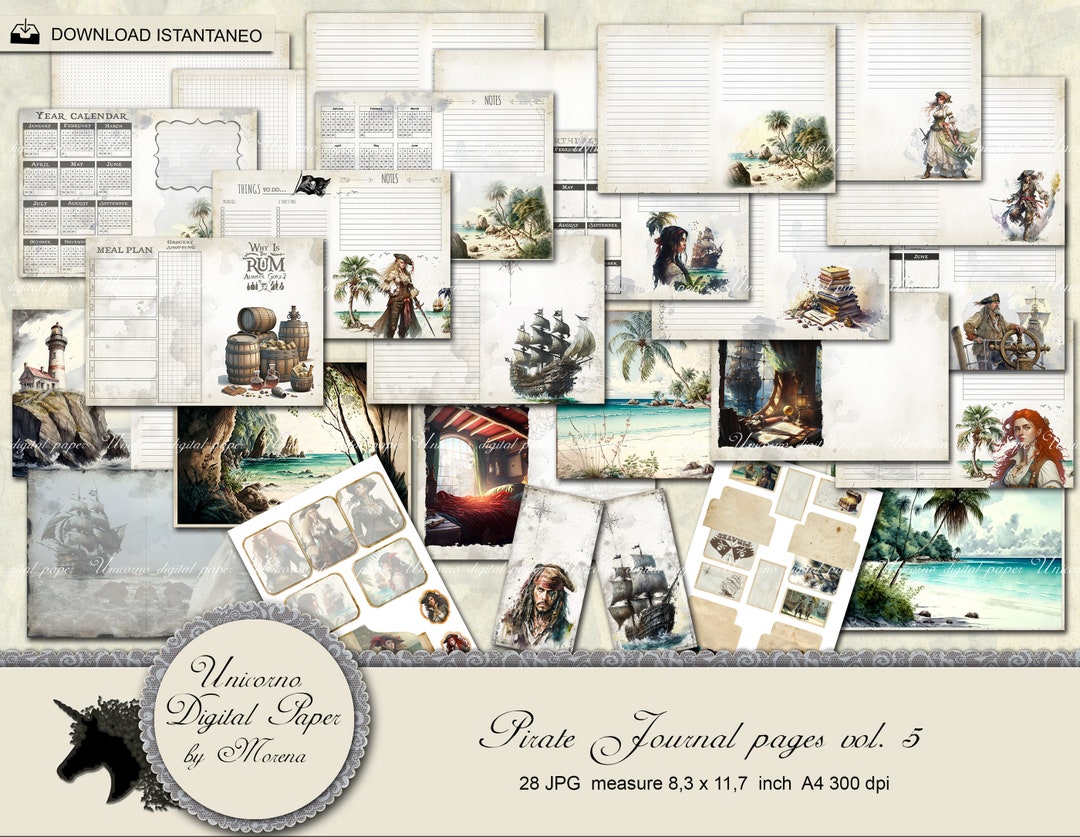 Pirate Journal Vol. 5, Vintage Journal Kit, Journal Printable Pages ...