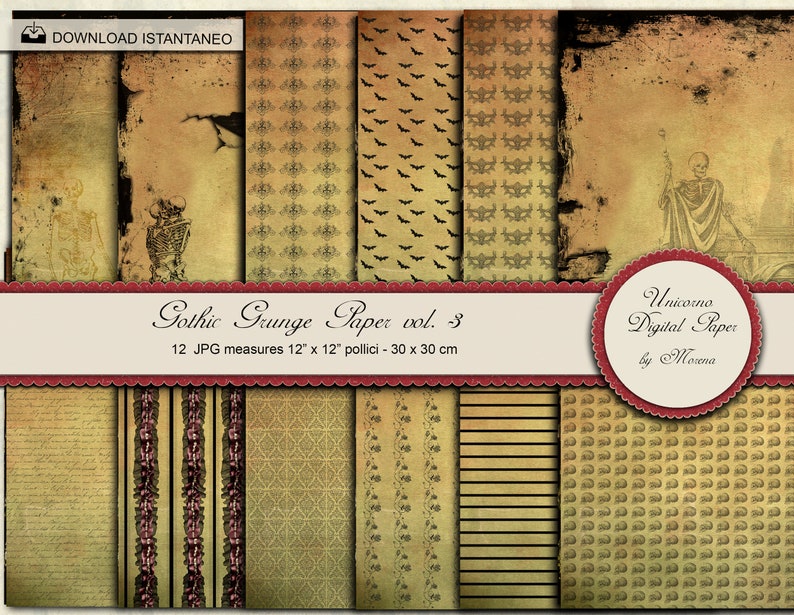 GOTHIC Grunge Paper Digital Paper, Scrapbook Paper, Gothic Printable - Etsy