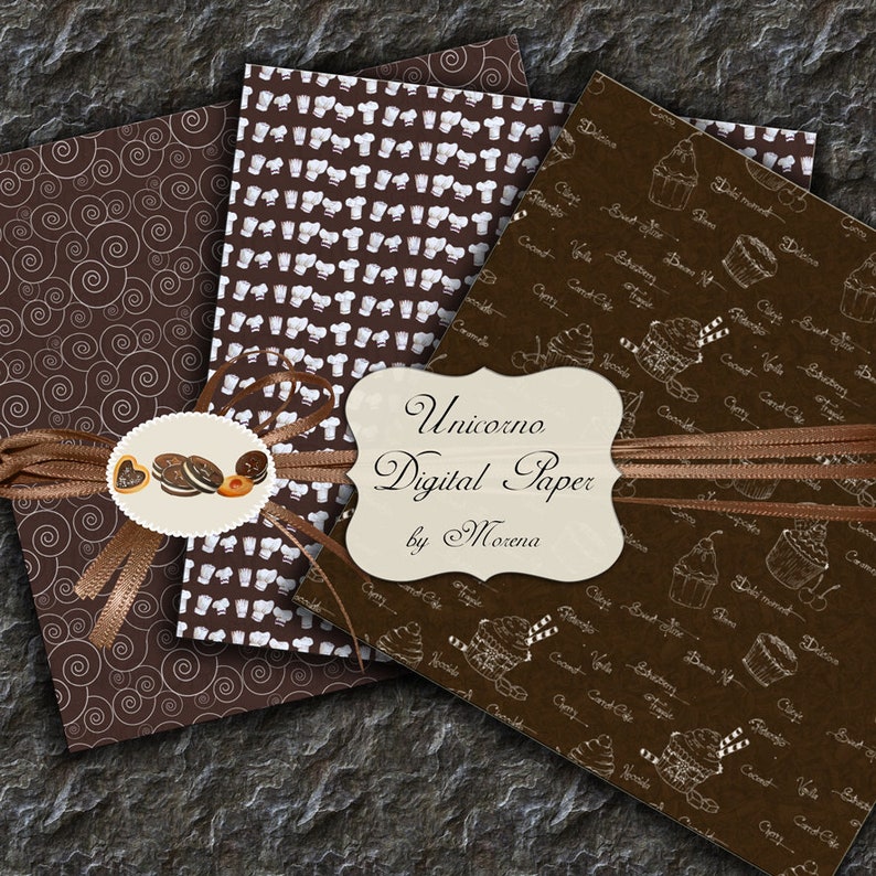 Chocolate Scrapbook Paper Kit Cake Paper Cookie Paper | Etsy
