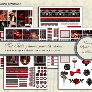 Printable Sticker, RED VAMPIRE GOTHIC Stickers, Printable Mini Sticker ...