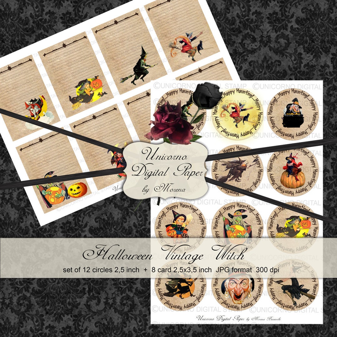 HALLOWEEN WITCH, Witch Card, Halloween Scrapbook Paper, Halloween Paper ...