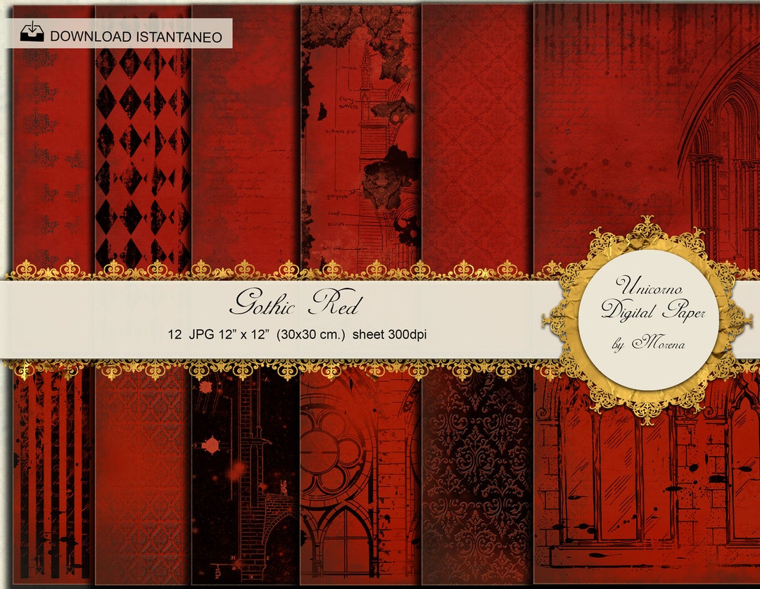 RED GRUNGE GOTHIC Digital Paper, Scrapbook Paper, Gothic Printables - Etsy